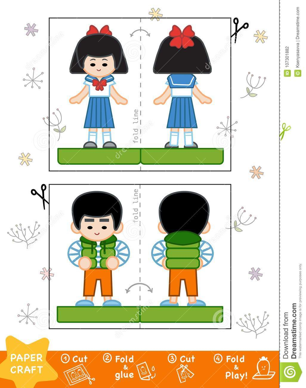 Paper Craft Girl Education Paper Crafts For Children Asian Boy And ...
